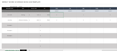 Printable Weekly Employee Schedule Templates - Time Clock Wizard